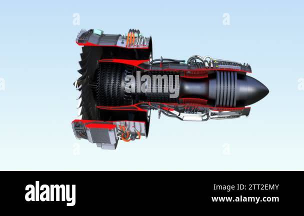 Cross section of turbofan jet engine with alpha channel Stock Video ...