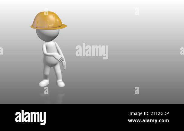 3D Human character with constructor hat pointing to empty placeholder ...