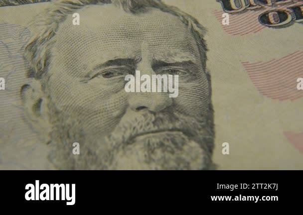 Portrait of President Grant on a fifty dollar bill Stock Video Footage ...