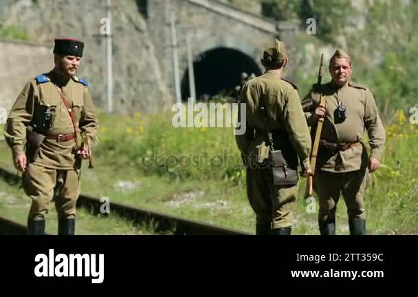 The Soviet army soldiers patrol the facilities. The army of the Soviet ...