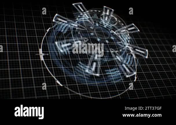 Beautiful Futuristic 3D HUD. Optical Blur. Numbers and Code Running ...