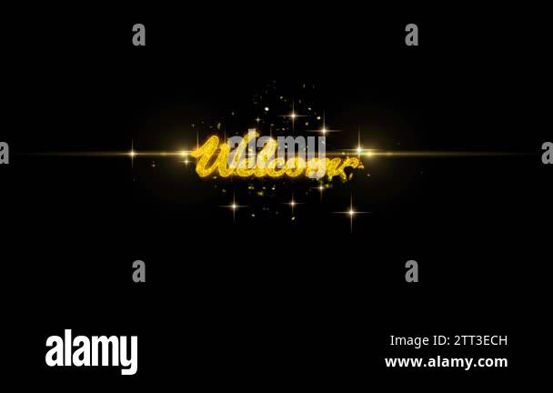Welcome Golden Text Blinking Particles with Golden Fireworks Display 1 ...