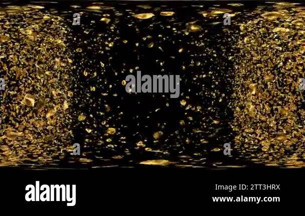 360 VR Romantic flying golden metal rose flower petals transition for ...