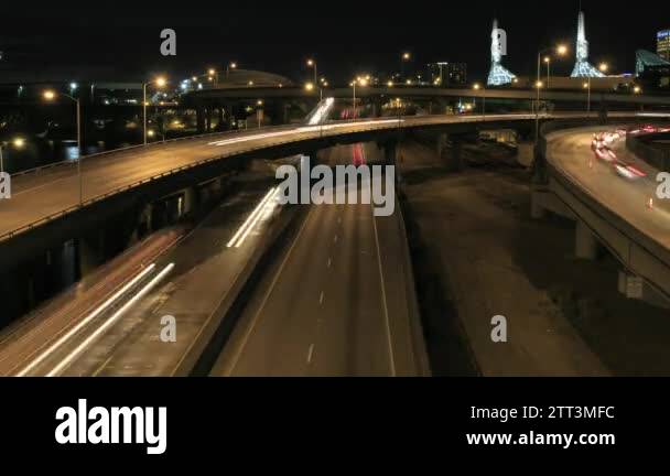 Rush Hour Traffic on Interstate Highways Time Lapse in Downtown ...