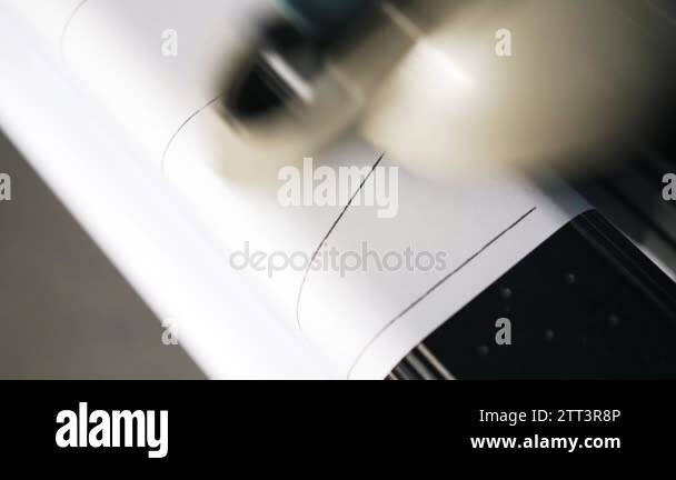 Plotter printin a blueprint, top view Stock Video Footage - Alamy