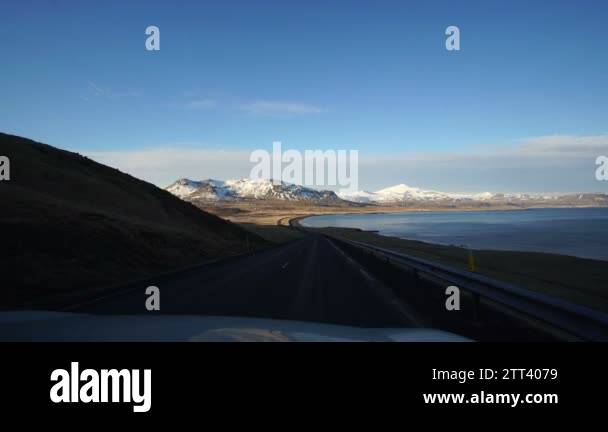 Road trip view seeing landscape of Iceland. Beautiful bay over ...