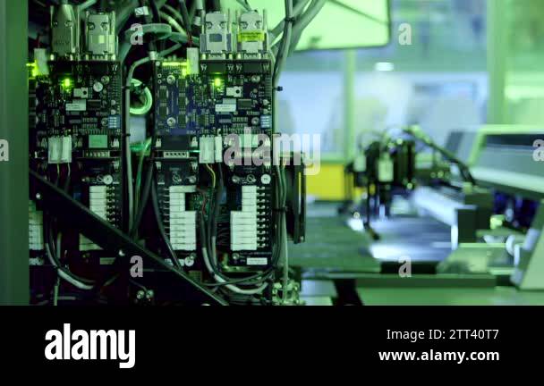 wall panel with circuit boards and cables Stock Video Footage - Alamy