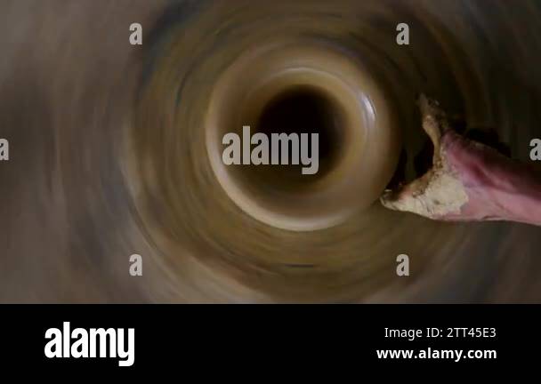 close upper master woman wrinkled hands model clay pot neck Stock Video ...