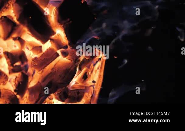 Flames and red embers Argentine grill. Fire and grill preparation for ...