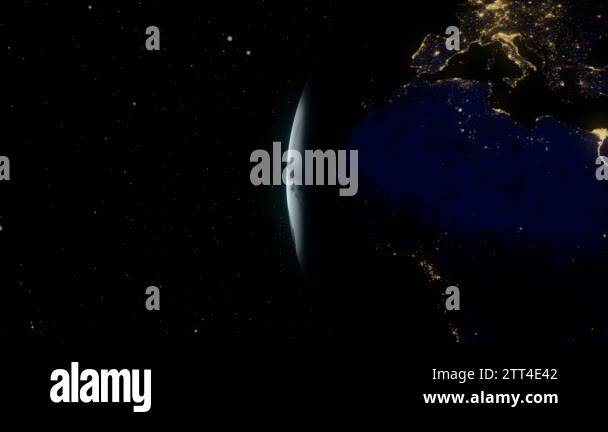 World Globe, Earth from Space. Slow Sunrise from Earth orbit. Planet ...