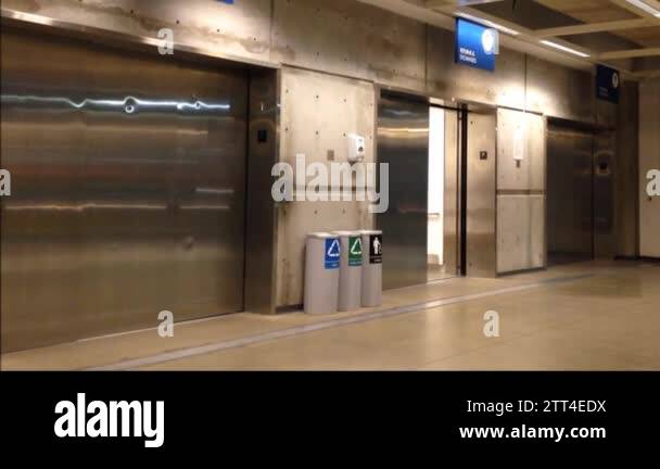 Opening and closing doors in modern elevator inside Ikea store Stock ...