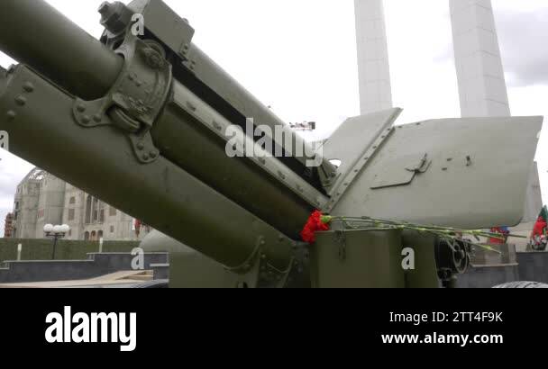 Howitzer and carnation. Military equipment, T-34 tank, Katyusha ...