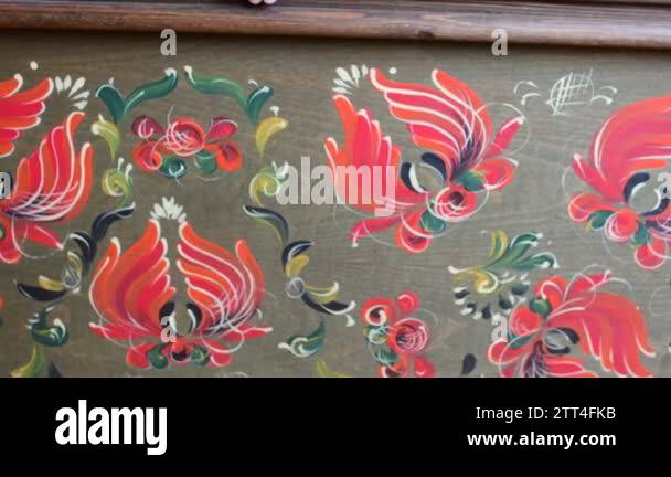 Little girl appears into a vintage chest. Cute small girl look out from ...