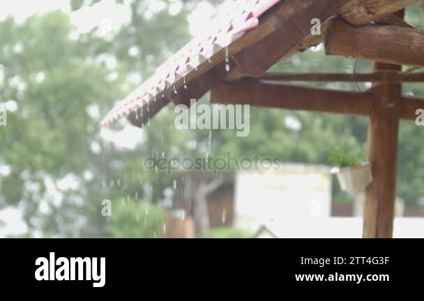 Water drop, Rain falling from the roof, Raining background Stock Video ...