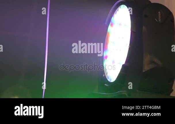 Stage lights at the concert with fog, Stage lights on a console ...