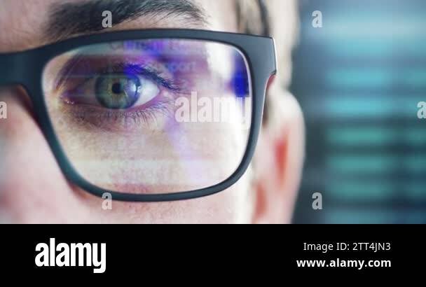 A man watches with a futuristic look with glasses augmented reality in ...