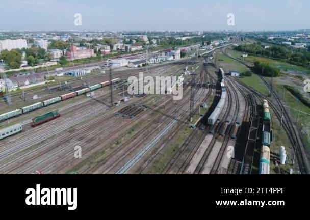 Logistics concept. many ways, freight trains re sorting. industrial ...