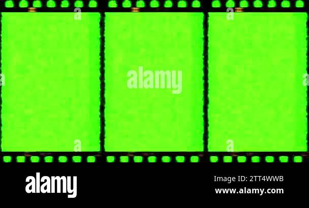 vintage old grunge film strip frame with chroma key green screen Stock ...