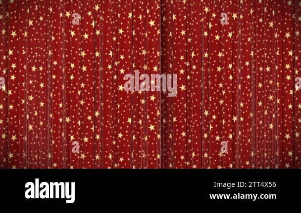 Highly detailed 3d animation of Red curtain with stars, Opening and ...