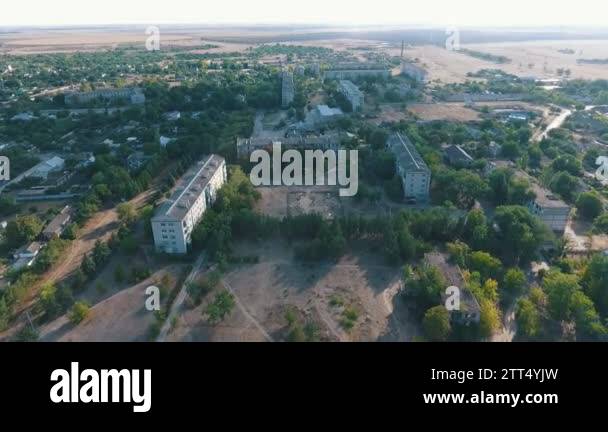 Aerial pan shot of Askania-Nova, the core of Taurida steppe ...