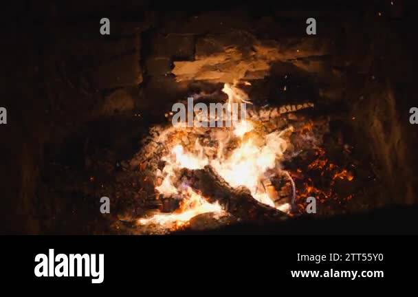 Open fire in the hearth. Cleaning, igniting the horn. Jetting ...