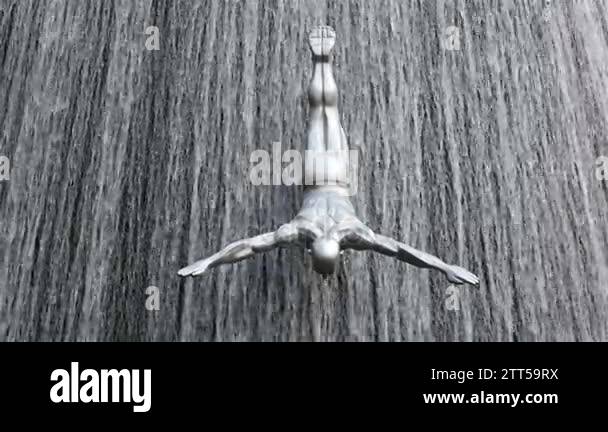 DUBAI, UNITED ARAB EMIRATES - May 4, 2017: Waterfall inside Dubai Mall ...