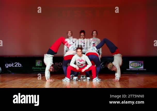 Eight girls of team CRAZY FAMILY dance modern style at final HHI Stock ...