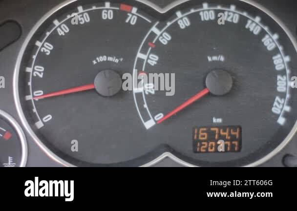 Dashboard instruments showing revs. tachometer with the pointer Stock Video Footage - Alamy