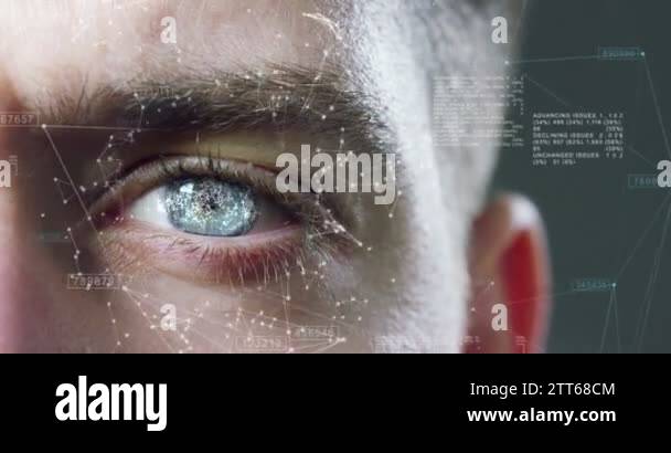 Human Eye Scan Technology Interface Animation Blue human eye in extreme ...