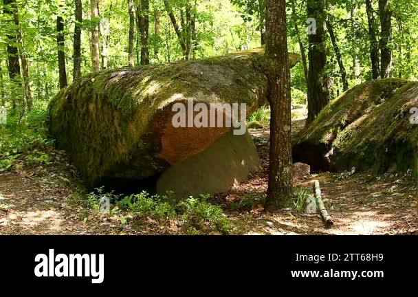 stone village in Ukraine, big stones in the forest, The tract stone ...