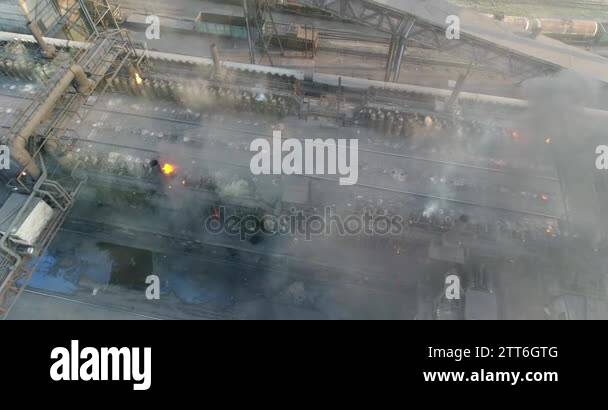 Industrial area top view, View of the industrial object, Courtyard of a ...
