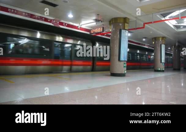 China-Oct 26,2016:Beijing subway station,busy people crowd inside of ...