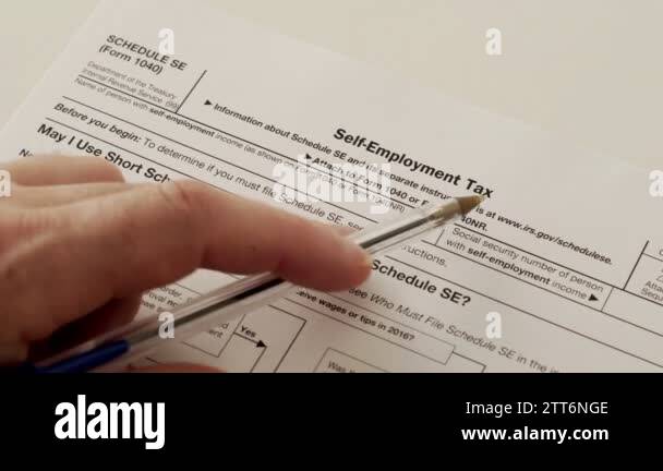IRS Form 1040 Schedule SE Self Employment Tax Stock Video Footage - Alamy