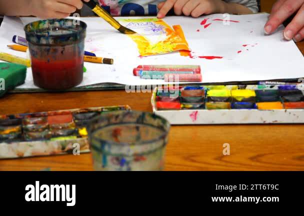 Working area and space on the table of the young artist Stock Video ...