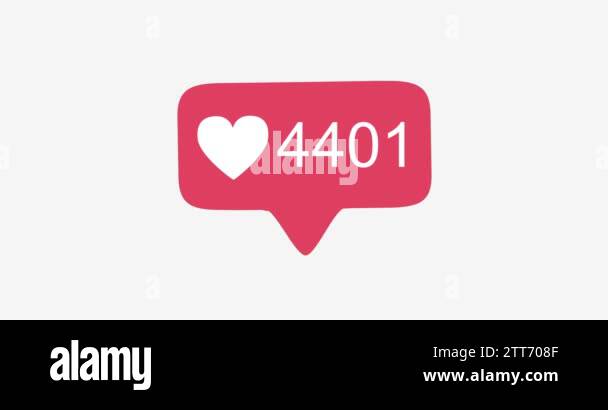 like counter notification sign animation 4K. heart like counter ...