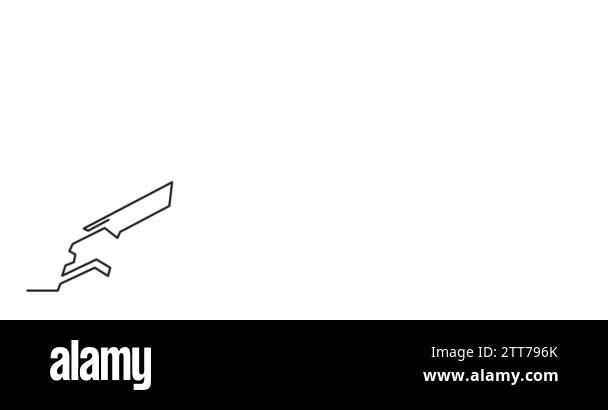 Self drawing line animation of continuous black line on white ...