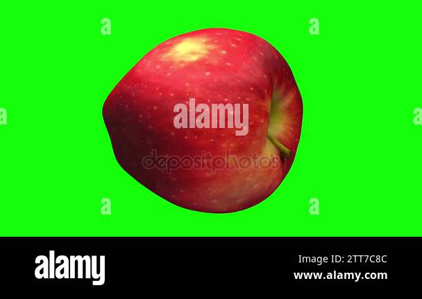 3D render of a rotating "Red Delicious" apple on green background (for ...