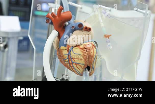 Artificial circulation of blood, mans artificial heart, model of the ...