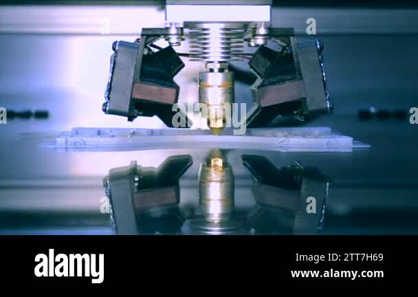 3D printer working. Fused deposition modeling, FDM. 3D printer printing ...