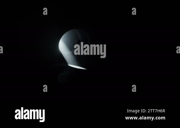 Alien in Futuristic room with round window. Volumetric light. Future ...