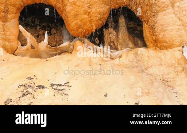 Travertine Terraces. Mineral Water Flows Naturally From a Spring in the ...
