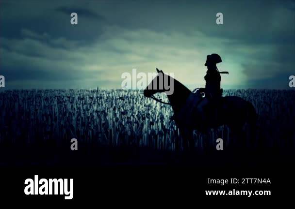 Napoleon Seating On His Horse In Front His Massive Army Before Battle ...