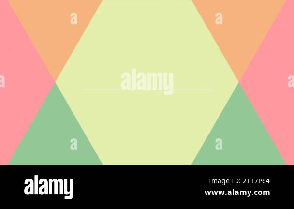 two orange and green triangles in motion melting each other against ...
