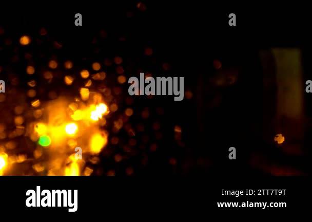 Night view during rainy and stormy weather. POV - flashes of lightning ...