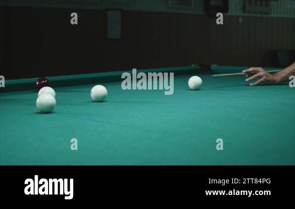Men Playing Billiards - Young Man Lining To Ball On professional ...