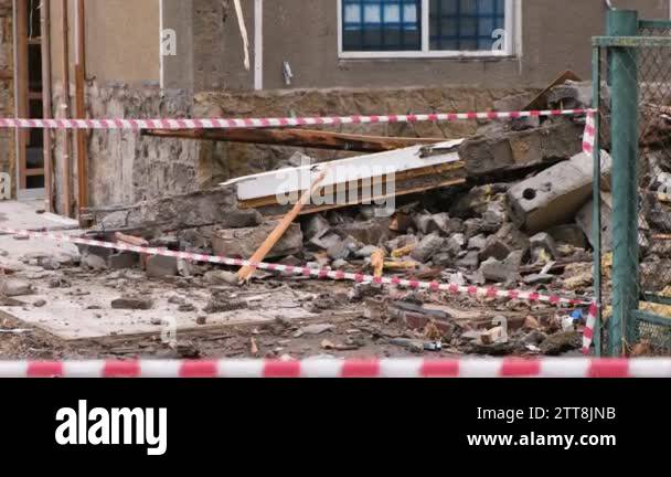Destroyed the apartment building after the disaster Stock Video Footage ...