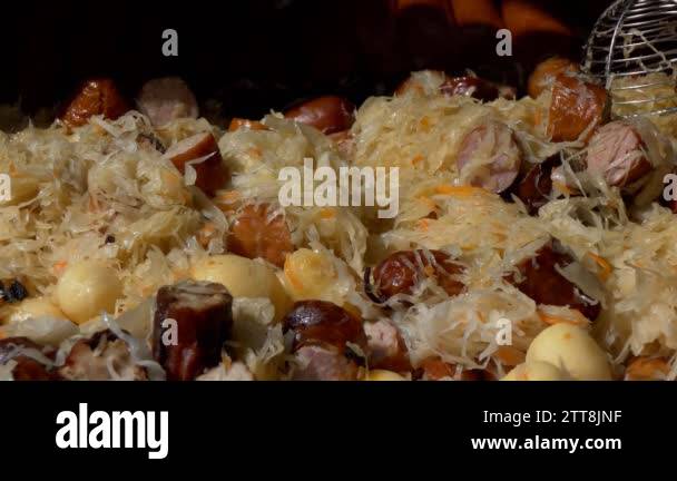 National dish of Poland bigos stew Stock Video Footage - Alamy