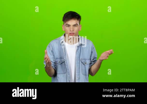 Aggressive man, he is angry at all and can not be stopped. Green screen ...