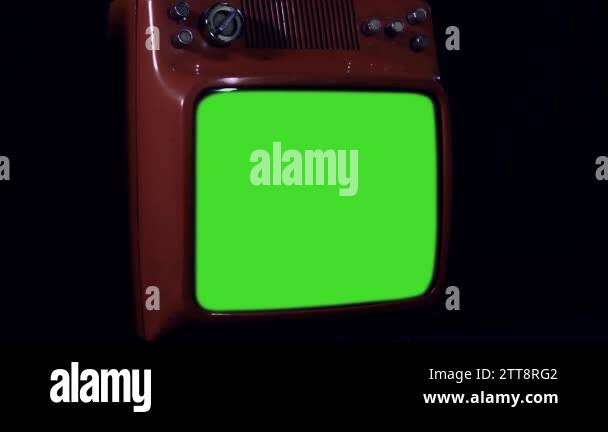 Old Television With Green Screen. Aesthetics of the 80s. Ready to ...