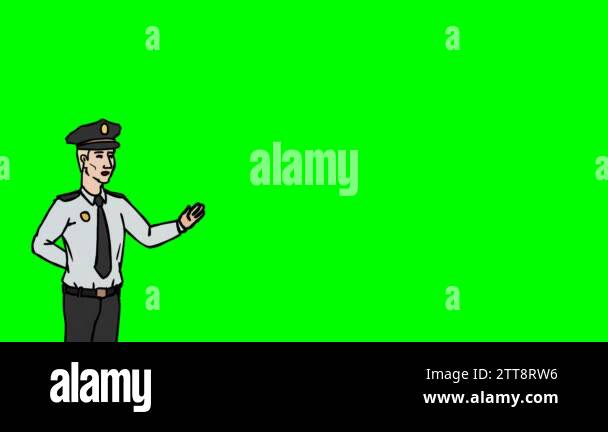 Animated Character Guard or Watchman stands in the foreground and says ...